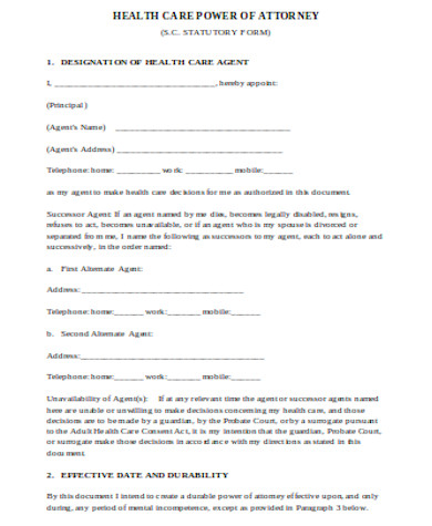 FREE 7+ Sample Health Care Power of Attorney Forms in PDF | MS Word