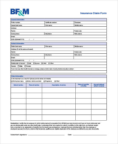 FREE 14+ Insurance Claim Form Samples, PDF, MS Word, Google Docs