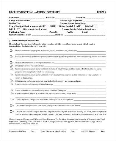 FREE 7+ Sample Recruitment Action Forms in MS Word | PDF