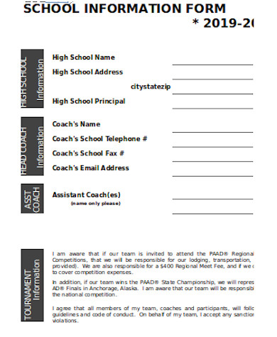 FREE 10+ Sample School Information Forms in PDF | MS Word | Excel