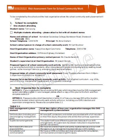 FREE 9+ Sample School Risk Assessment Forms in PDF | MS Word