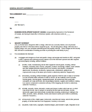 FREE 9+ Sample Security Agreement Forms in PDF | MS Word