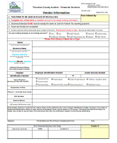 FREE 14+ Vendor Information Form Samples, PDF, MS Word, Google Docs, Excel