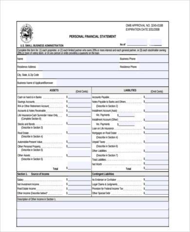 FREE 11+ Business Financial Statement Form Samples, PDF, MS Word ...