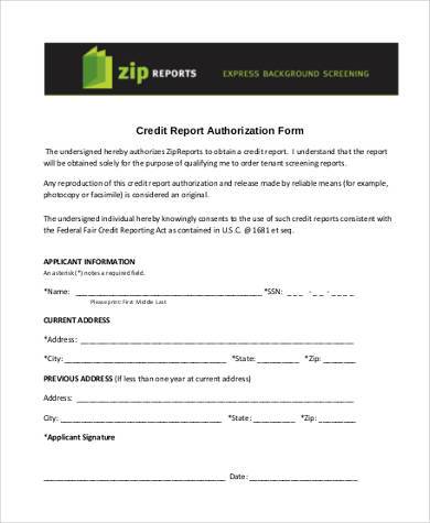 FREE 9 + Sample Credit Report Authorization Forms in MS Word | PDF