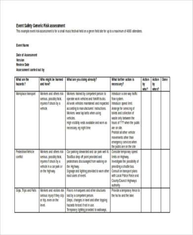 FREE 8+ Sample Event Risk Assessment Forms in PDF | MS Word | Excel