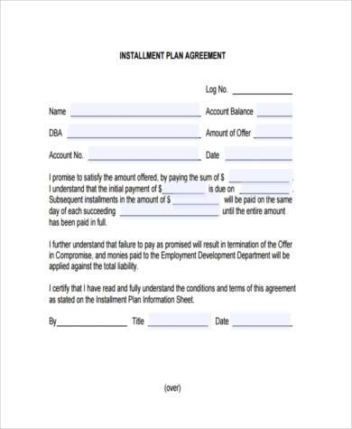 FREE 8+ Sample Installment Agreement Forms in PDF | MS Word