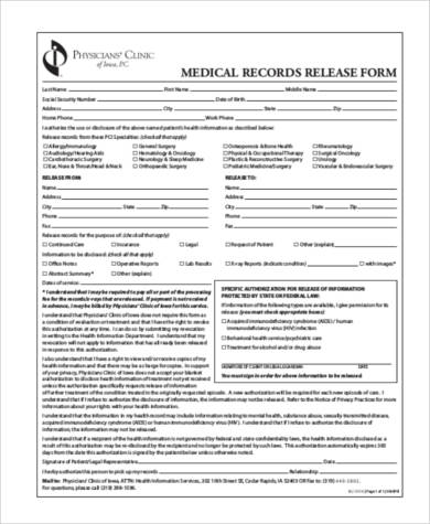 FREE 9+ Sample Medical Records Release Forms in PDF | MS Word | Excel