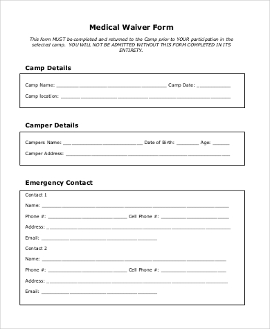 FREE 14+ Medical Waiver Form Samples, PDF, MS Word, Google Docs, Excel