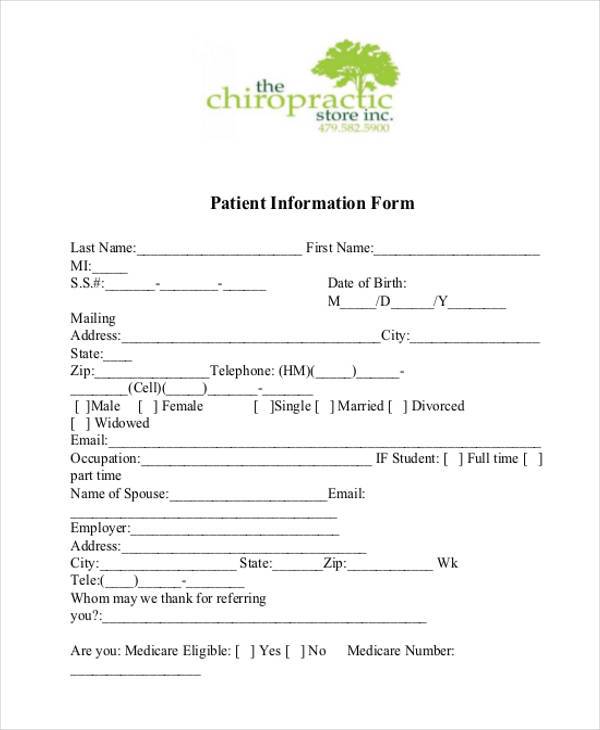 FREE 14+ Patient Information Form Samples, PDF, MS Word, Google Docs