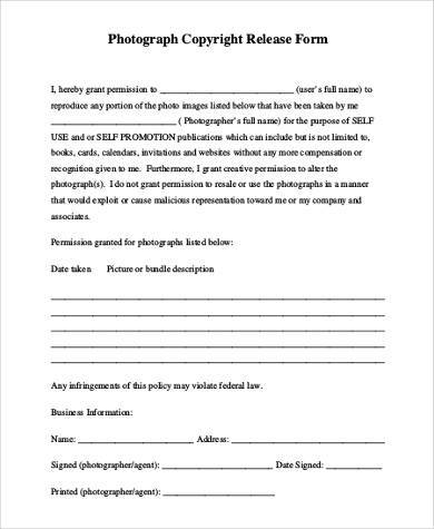 FREE 8+ Sample Photo Copyright Release Forms in PDF | MS Word