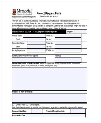 FREE 9+ Sample Project Request Forms in PDF | MS Word | Excel