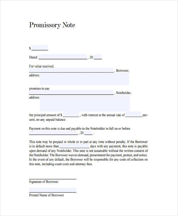 FREE 11+ Promissory Note Agreement Form Samples, PDF, MS Word, Google Docs
