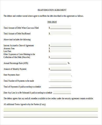 FREE 8+ Sample Reaffirmation Agreement Forms in PDF | MS Word