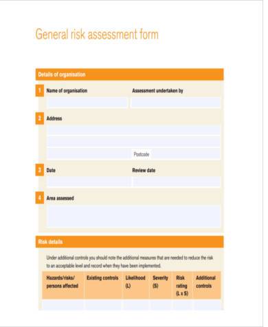 FREE 7+ Sample Risk Assessment Review Forms in PDF | MS Word