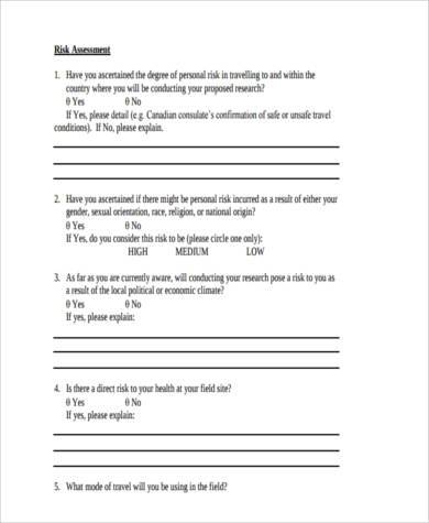 FREE 8+ Sample Student Risk Assessment Forms in PDF | MS Word