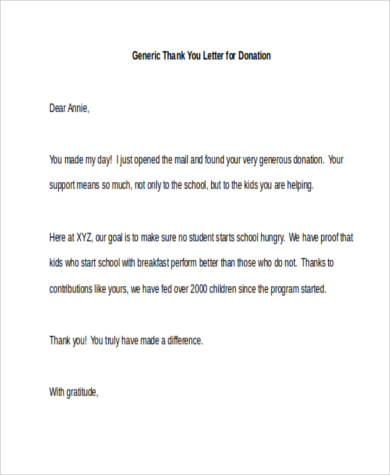 FREE 7+ Sample Thank You Letters for Donations in PDF | MS Word