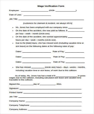 FREE 9+ Sample Wage Verification Forms in PDF | MS Word