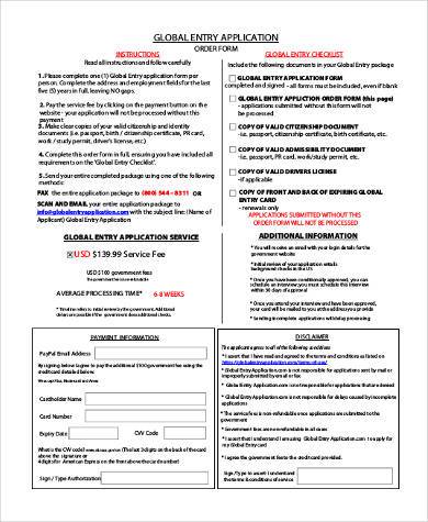 FREE 7+ Sample Global Entry Application Forms in PDF | MS Word
