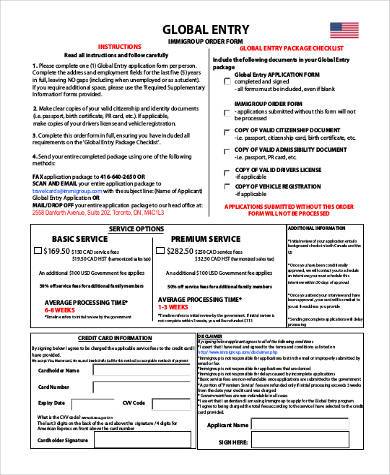 FREE 7+ Sample Global Entry Application Forms in PDF | MS Word