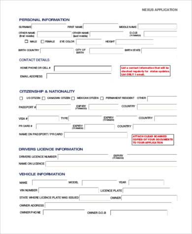 FREE 7+ Sample Global Entry Application Forms in PDF | MS Word