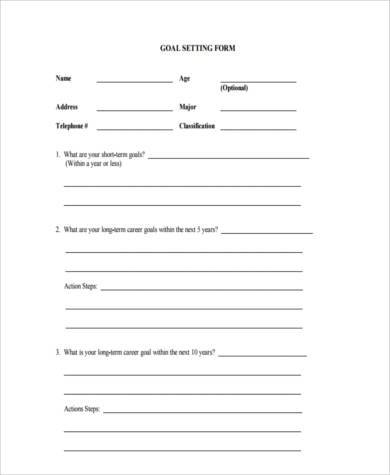 FREE 7+ Sample Goal Action Forms in MS Word | PDF
