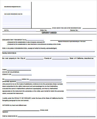 FREE 12+ Grant Deed Form Samples, PDF, MS Word, Google Docs