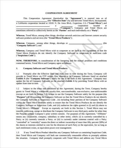 FREE 8+ Sample Cooperation Agreement Forms in PDF | MS Word