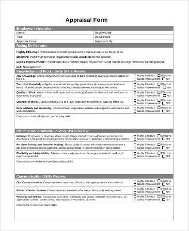 FREE 8+ Sample HR Appraisal Forms in MS Word | PDF