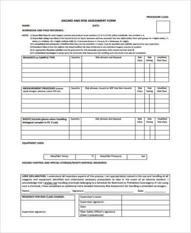 FREE 7+ Sample Hazard Assessment Forms in PDF | MS Word