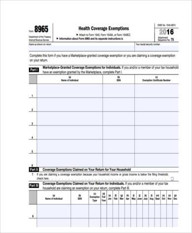 FREE 9+ Sample Health Care Exemption Forms in PDF | MS Word