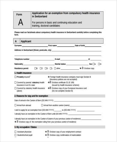 FREE 9+ Sample Health Care Exemption Forms in PDF | MS Word