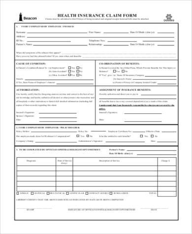 FREE 8+ Sample Health Insurance Claim Forms in PDF | MS Word