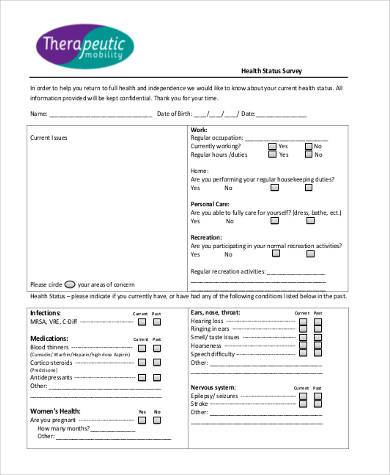 FREE 9+ Sample Health Survey Forms in MS Word | PDF | Excel