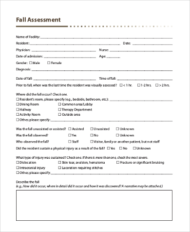 FREE 6+ Sample Fall Risk Assessment Forms in MS Word | PDF