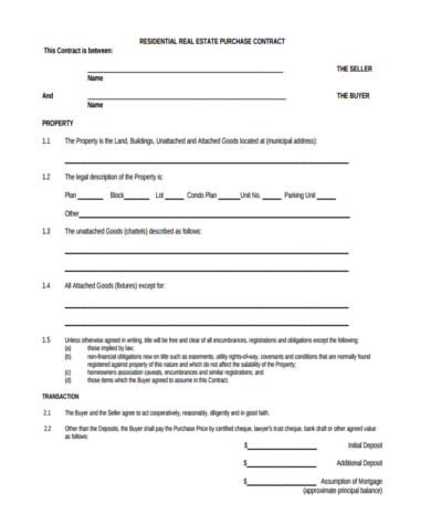 FREE 7+ Sample Home Purchase Agreements in PDF | MS Word