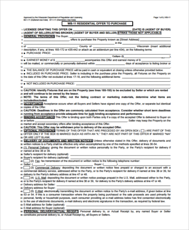 FREE 8+ Sample Purchase Offer Forms in PDF | MS Word