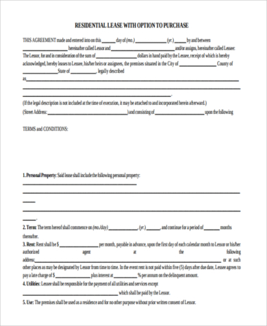FREE 8+ Sample Lease to Purchase Forms in MS Word | PDF