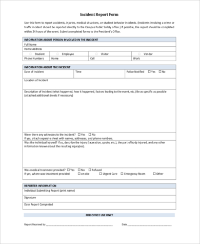 FREE 13+ Incident Report Form Samples, PDF, MS Word, Google Docs