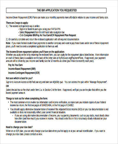 FREE 8+ Sample Income Based Repayment Forms in PDF | MS Word