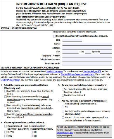 FREE 8+ Sample Income Based Repayment Forms in PDF | MS Word