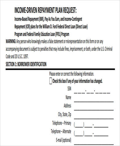 FREE 8+ Sample Income Based Repayment Forms in PDF | MS Word