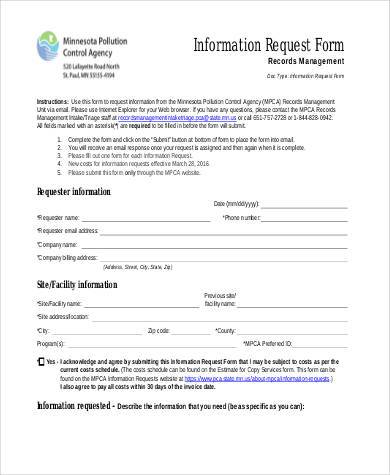 FREE 9+ Sample Information Request Forms in PDF | MS Word | Excel