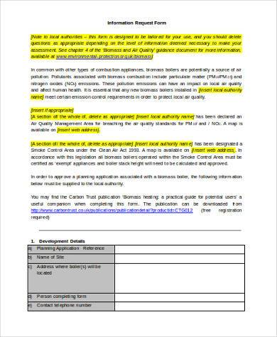 FREE 9+ Sample Information Request Forms in PDF | MS Word | Excel