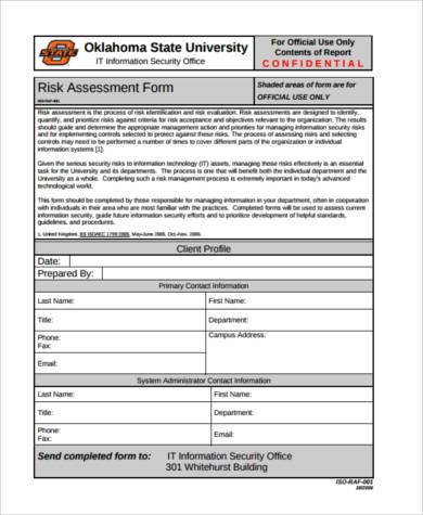 FREE 11+ Security Risk Assessment Form Samples, PDF, MS Word, Google Docs