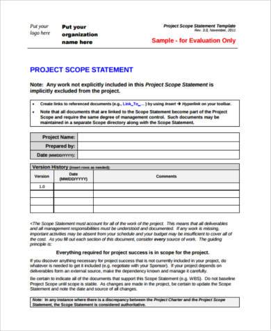 FREE 12+ Project Scope Statement Samples, PDF, MS Word, Google Docs