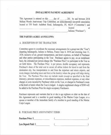 FREE 8+ Sample Installment Agreement Forms in PDF | MS Word