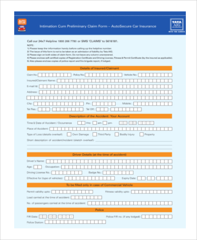 FREE 14+ Insurance Claim Form Samples, PDF, MS Word, Google Docs