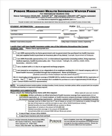 FREE 8+ Sample Insurance Waiver Forms in PDF | MS Word