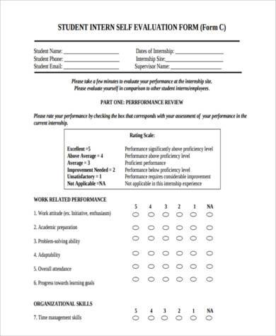 FREE 10+ Sample Internship Evaluation Forms in PDF | MS Word | Excel
